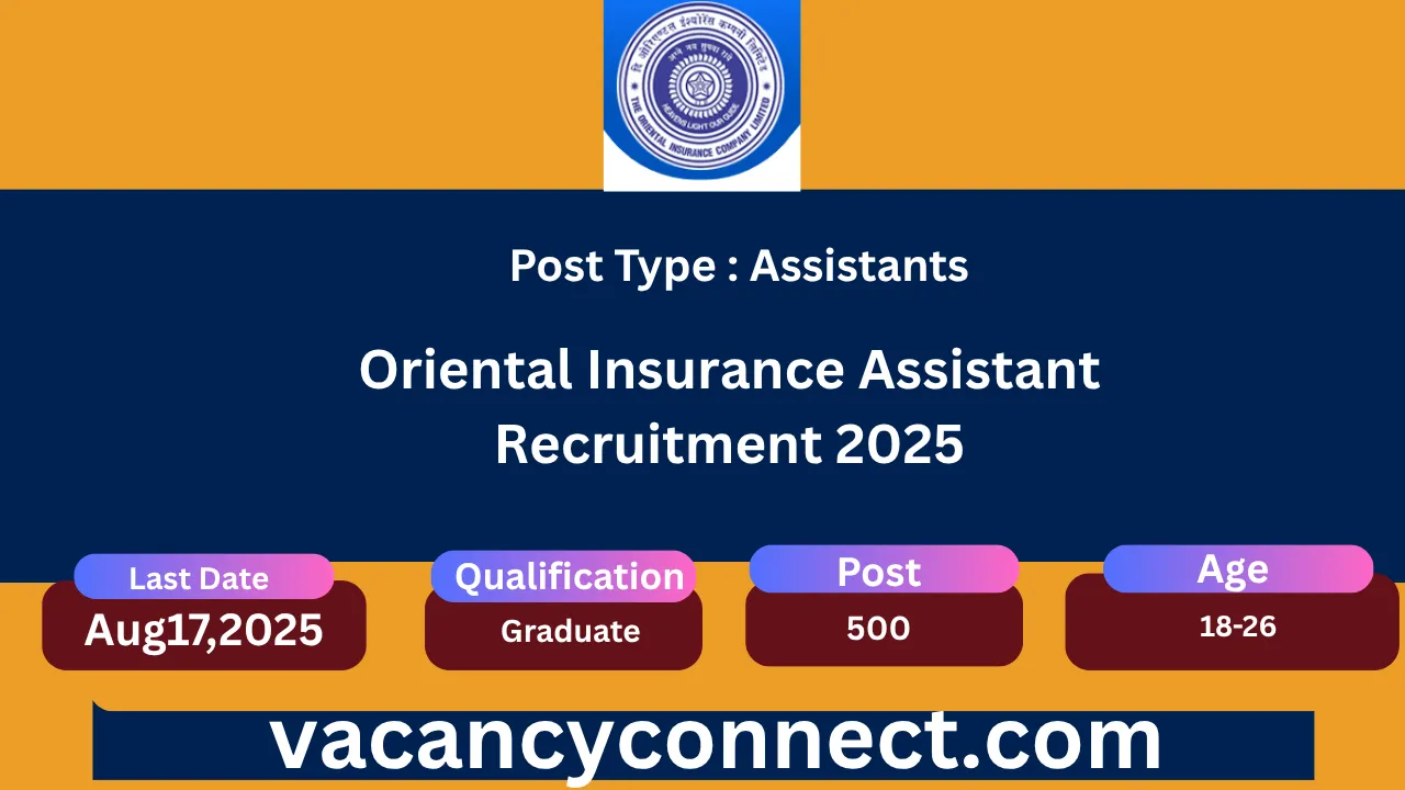 Oriental Insurance Assistant Recruitment 2025-Apply for 500