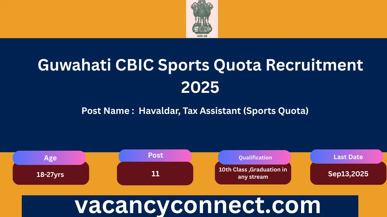 Guwahati CBIC Sports Quota Recruitment 2025 – Apply Offline